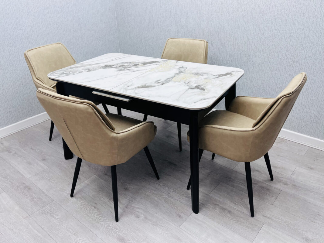 Arizona Extending Cream Gold Ceramic Table - ASR Interiors