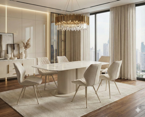 Sydney Cream Ceramic Dining Table - ASR Interiors