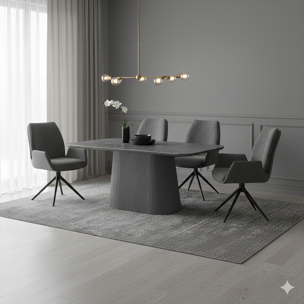 Davos Grey Oval Ceramic Dining Table - ASR Interiors
