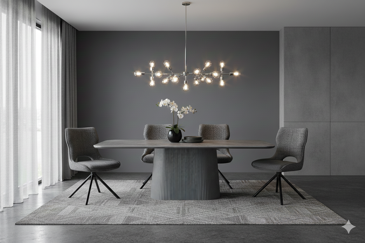Davos Grey Oval Ceramic Dining Table - ASR Interiors
